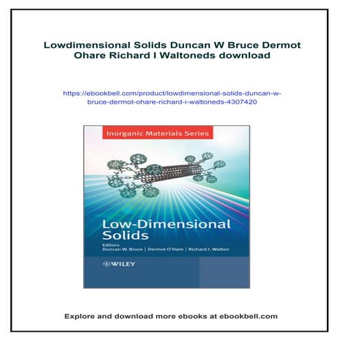 Lowdimensional Solids Duncan W Bruce Dermot Ohare Richard I Waltoneds | PDF