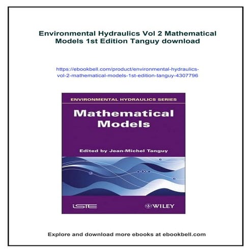 Environmental Hydraulics Vol 2 Mathematical Models 1st Edition Tanguy | PDF