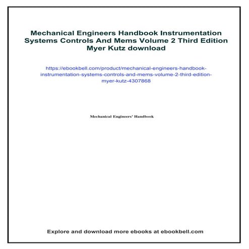 Mechanical Engineers Handbook Instrumentation Systems Controls And Mems Volume 2 Third Edition ...