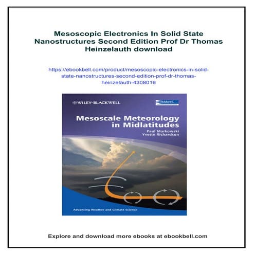 Mesoscopic Electronics In Solid State Nanostructures Second Edition ...