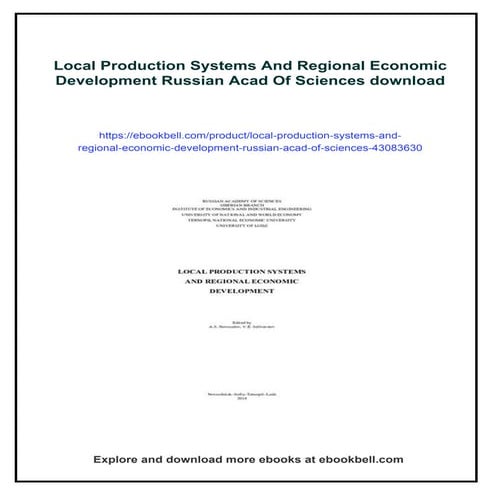 Local Production Systems And Regional Economic Development Russian Acad ...