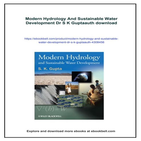 Modern Hydrology And Sustainable Water Development Dr S K Guptaauth | PDF