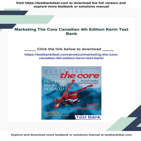 Marketing The Core Canadian 4th Edition Kerin Test Bank | PDF