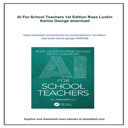 Ai For School Teachers 1st Edition Rose Luckin Karine George | PDF