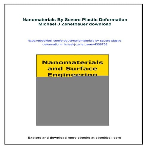Nanomaterials By Severe Plastic Deformation Michael J Zehetbauer | PDF