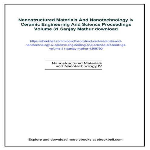 Nanostructured Materials And Nanotechnology Iv Ceramic Engineering And Science Proceedings ...