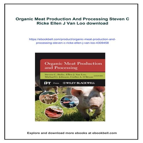 Organic Meat Production And Processing Steven C Ricke Ellen J Van Loo | PDF