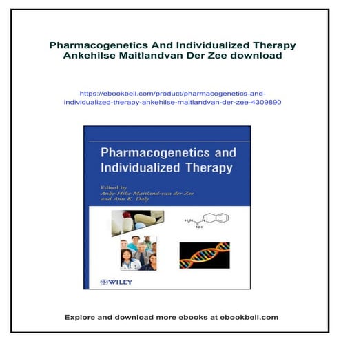 Pharmacogenetics And Individualized Therapy Ankehilse Maitlandvan Der Zee | PDF