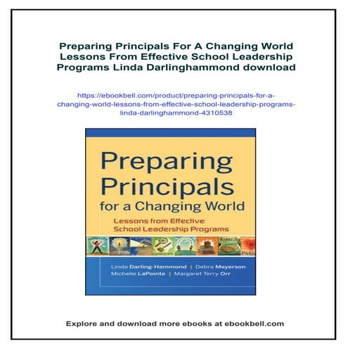 Preparing Principals For A Changing World Lessons From Effective School ...