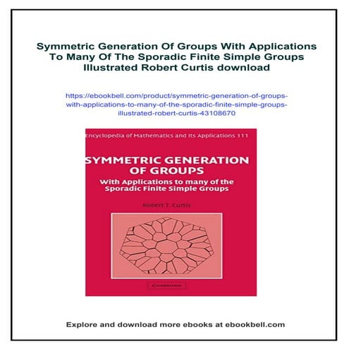 Symmetric Generation Of Groups With Applications To Many Of The Sporadic Finite Simple Groups ...