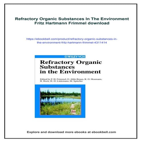 Refractory Organic Substances In The Environment Fritz Hartmann Frimmel ...
