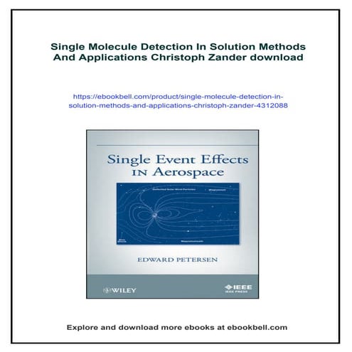 Single Molecule Detection In Solution Methods And Applications ...