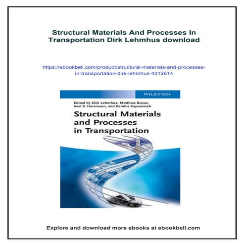 Structural Materials And Processes In Transportation Dirk Lehmhus | PDF