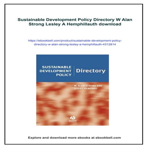 Sustainable Development Policy Directory W Alan Strong Lesley A ...