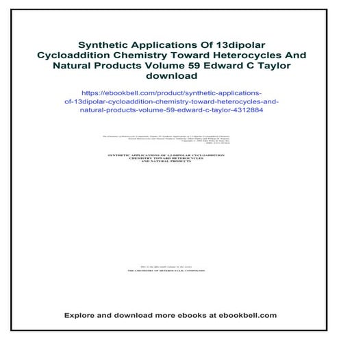 Synthetic Applications Of 13dipolar Cycloaddition Chemistry Toward ...