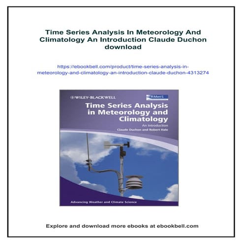 Time Series Analysis In Meteorology And Climatology An Introduction Claude Duchon | PDF
