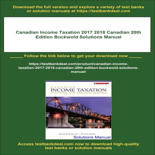 Canadian Income Taxation 2017 2018 Canadian 20th Edition Buckwold ...