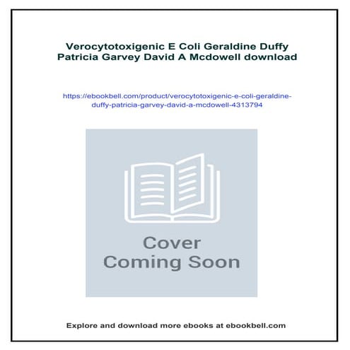 Verocytotoxigenic E Coli Geraldine Duffy Patricia Garvey David A ...