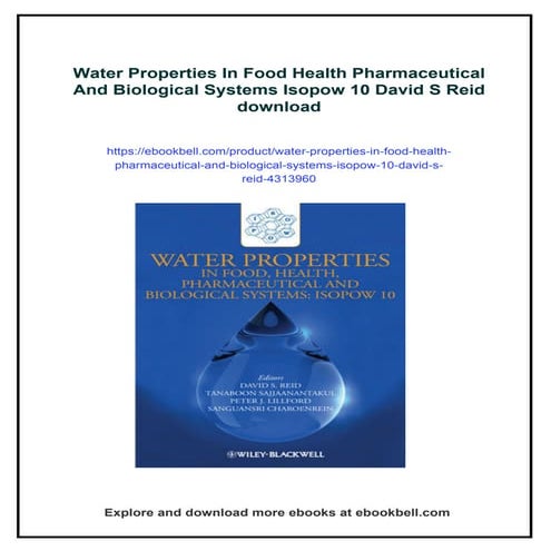 Water Properties In Food Health Pharmaceutical And Biological Systems ...