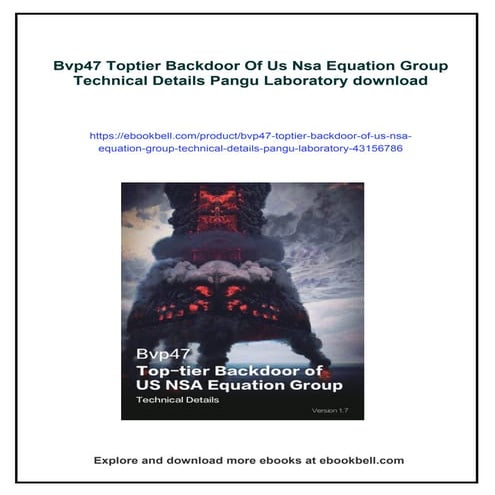 Bvp47 Toptier Backdoor Of Us Nsa Equation Group Technical Details Pangu Laboratory | PDF