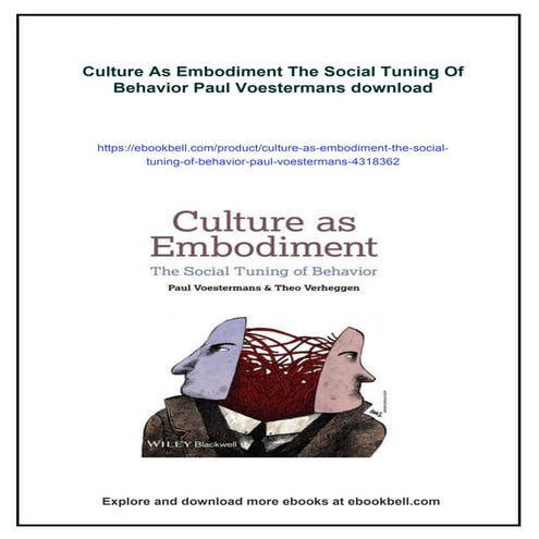 Culture As Embodiment The Social Tuning Of Behavior Paul Voestermans | PDF