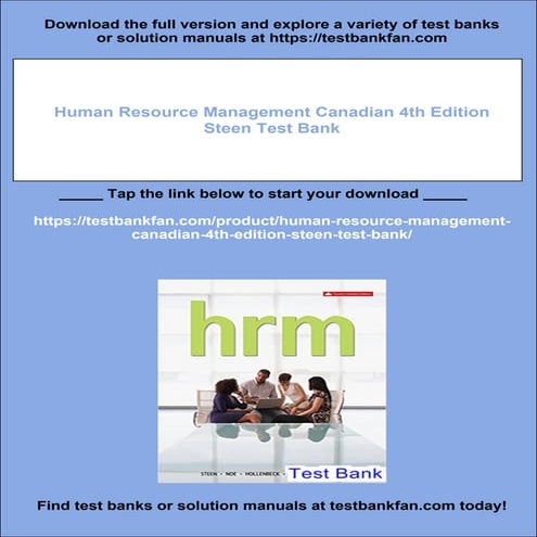 Human Resource Management Canadian 4th Edition Steen Test Bank | PDF