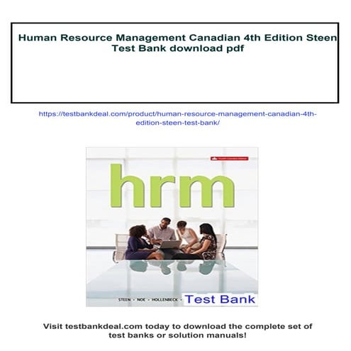 Human Resource Management Canadian 4th Edition Steen Test Bank | PDF