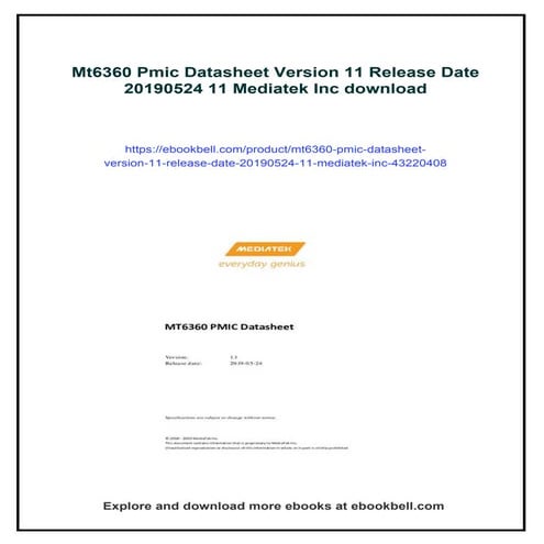 Mt6360 Pmic Datasheet Version 11 Release Date 20190524 11 Mediatek Inc ...