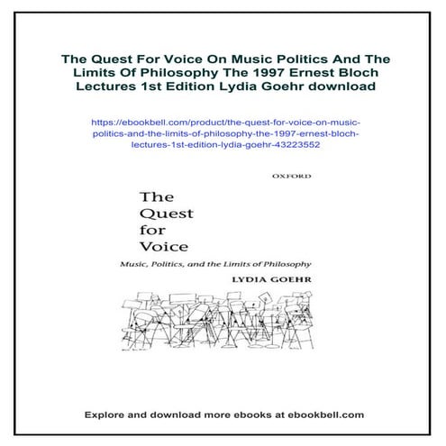 The Quest For Voice On Music Politics And The Limits Of Philosophy The ...