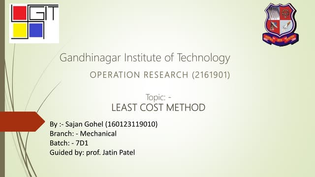 LEAST COST METHOD | PPTX