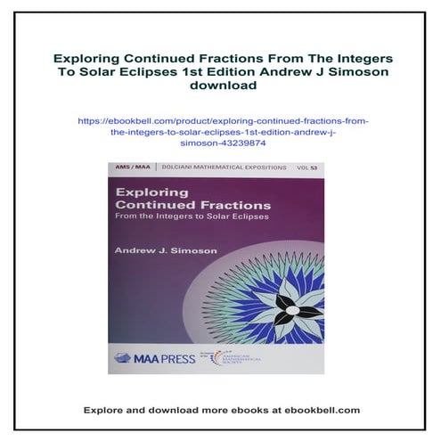 Exploring Continued Fractions From The Integers To Solar Eclipses 1st ...