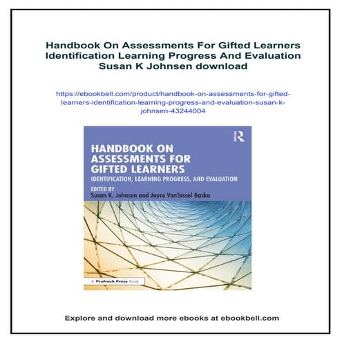 Handbook On Assessments For Gifted Learners Identification Learning ...