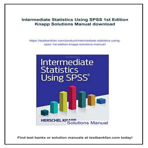 Intermediate Statistics Using Spss 1st Edition Knapp Solutions Manual Pdf