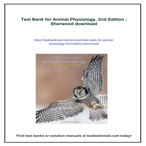 Test Bank for Animal Physiology, 2nd Edition : Sherwood | PDF