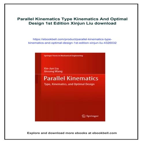 Parallel Kinematics Type Kinematics And Optimal Design 1st Edition ...