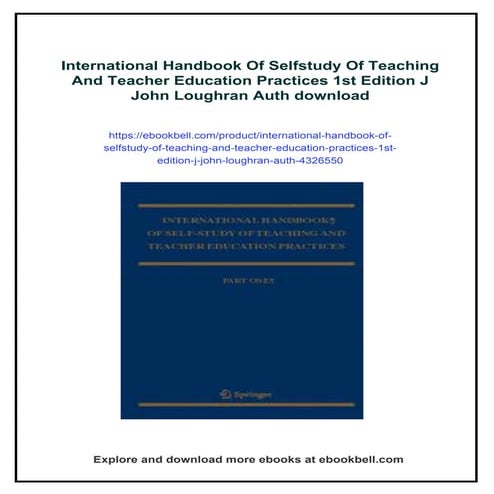 International Handbook Of Selfstudy Of Teaching And Teacher Education ...