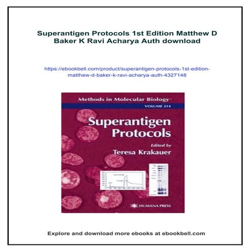 Superantigen Protocols 1st Edition Matthew D Baker K Ravi Acharya Auth ...
