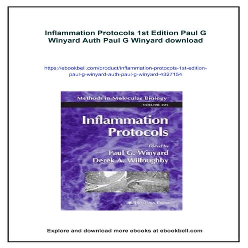 Inflammation Protocols 1st Edition Paul G Winyard Auth Paul G Winyard | PDF