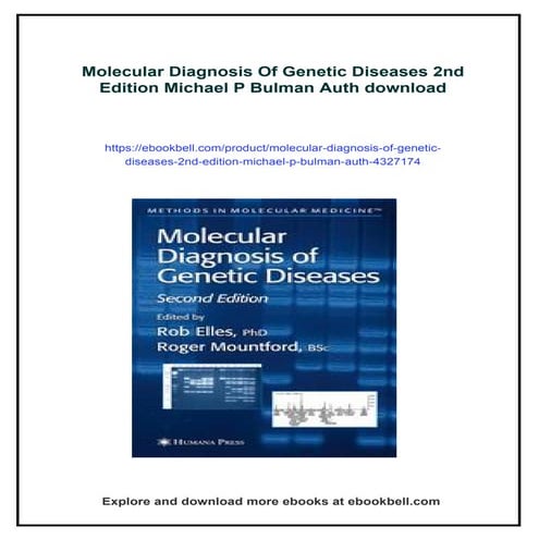 Molecular Diagnosis Of Genetic Diseases 2nd Edition Michael P Bulman Auth | PDF