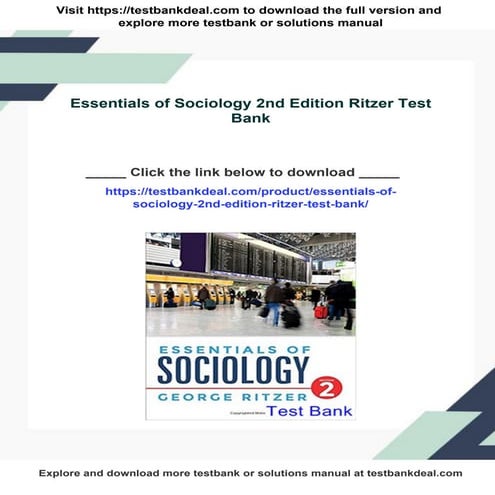Essentials of Sociology 2nd Edition Ritzer Test Bank | PDF