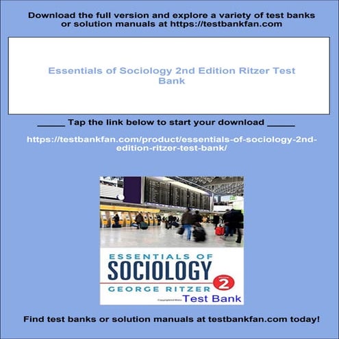 Essentials of Sociology 2nd Edition Ritzer Test Bank | PDF