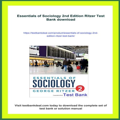 Essentials of Sociology 2nd Edition Ritzer Test Bank | PDF