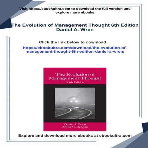 The Evolution of Management Thought 6th Edition Daniel A. Wren | PDF