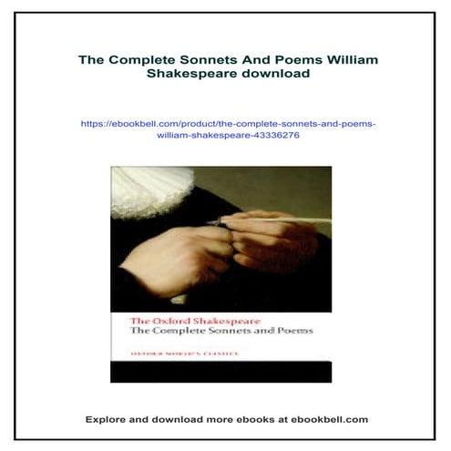 The Complete Sonnets And Poems William Shakespeare | PDF