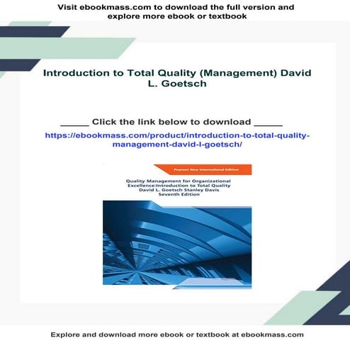 Introduction to Total Quality (Management) David L. Goetsch | PDF