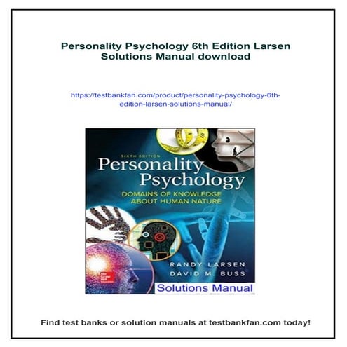 Personality Psychology 6th Edition Larsen Solutions Manual | PDF