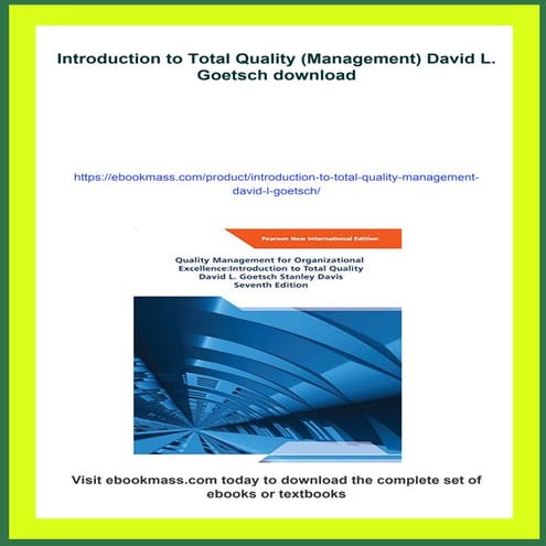 Introduction to Total Quality (Management) David L. Goetsch | PDF