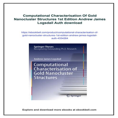 Computational Characterisation Of Gold Nanocluster Structures 1st ...