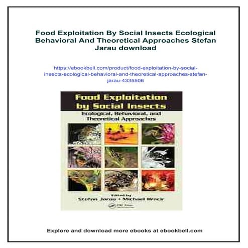 Food Exploitation By Social Insects Ecological Behavioral And ...