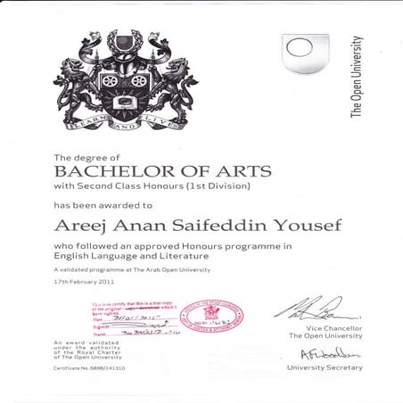 Open University Graduation Certificate | PDF